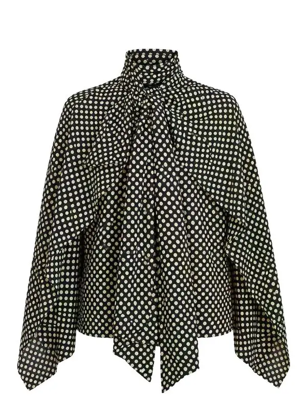 PETAR PETROV Polka-dot Tie-neck Blouse - Black