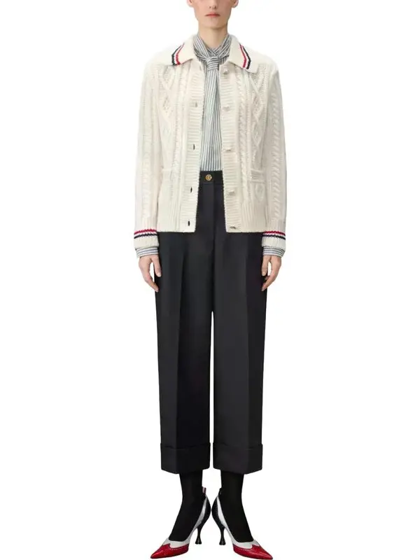 Thom Browne Striped Silk-satin Shirt - Grey
