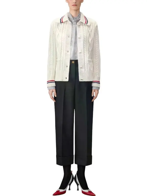 Thom Browne Striped Silk-satin Shirt - Grey