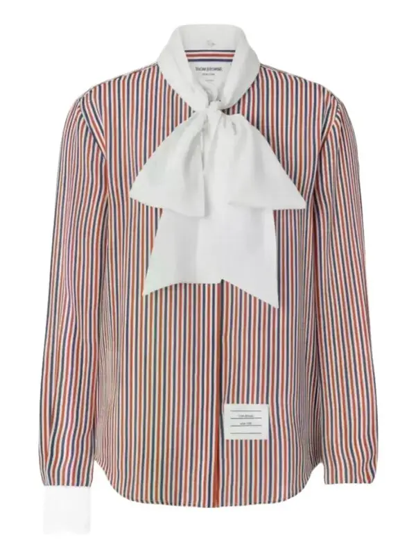 Thom Browne Striped Silk Shirt - Red