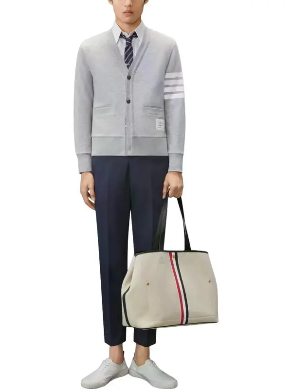 Thom Browne Cotton Embroidered Cardigan - Grey