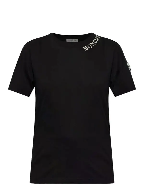 Moncler Embroidered Logo Short-sleeve T-shirt - Black