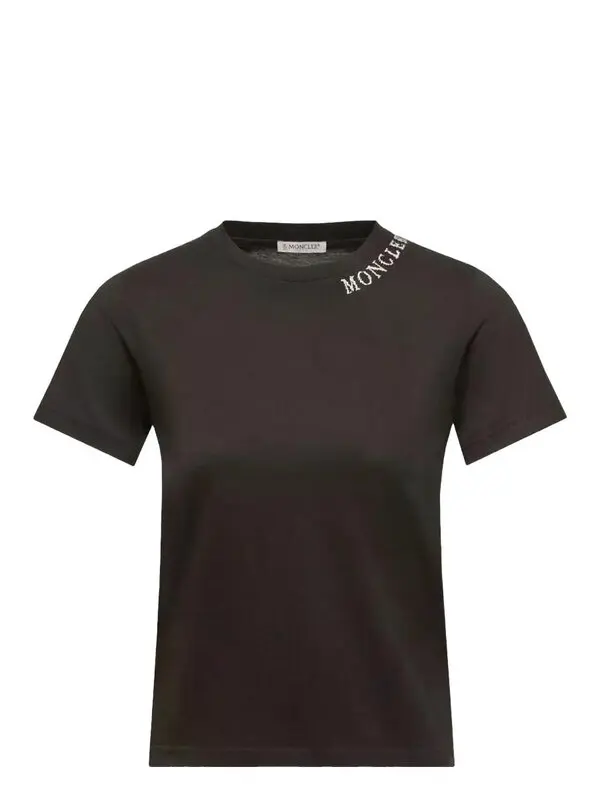 Moncler Embroidered Logo Short-sleeve T-shirt - Black