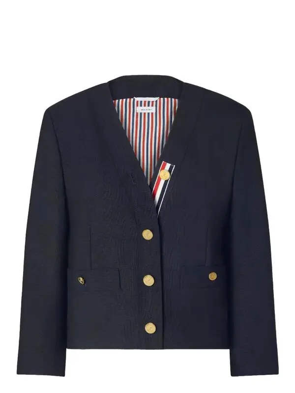 Thom Browne Hopsack Suiting Cardigan - Blue