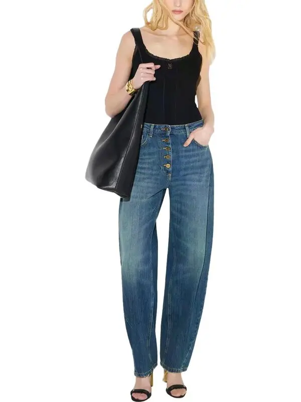 Elisabetta Franchi Balloon Jeans With Jewel Buttons - Blue