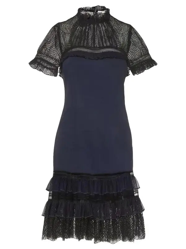 Simkhai Short-sleeve Tulle-layered Mini Dress - Blue