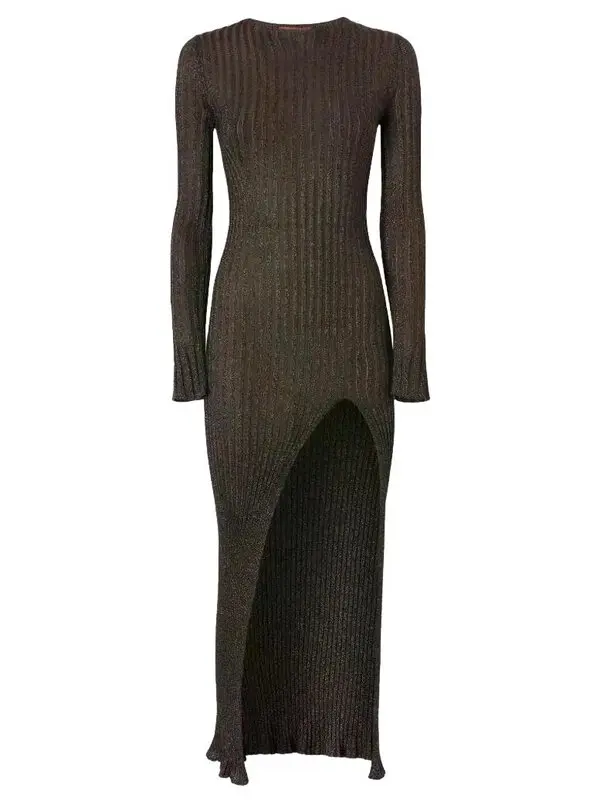 Missoni Ribbed Metallic-thread Dress - Brown