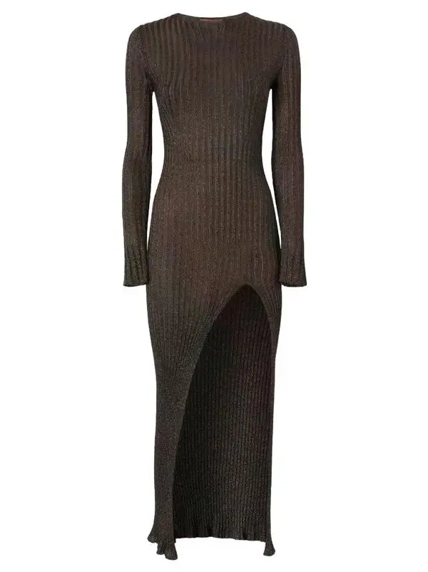 Missoni Ribbed Metallic-thread Dress - Brown