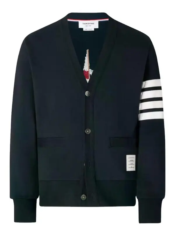 Thom Browne 4-bar Boat-embroidery Cardigan - Blue