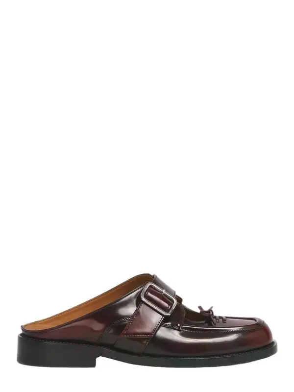 Marni Burgundy Leather Sabots - Red