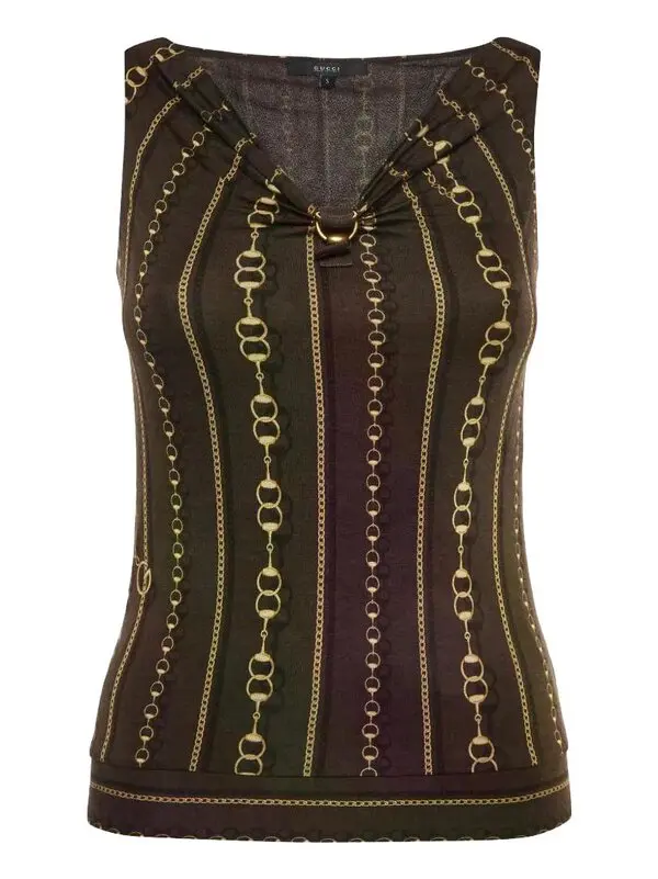 Gucci Chain-link Print Sleeveless Top - Brown