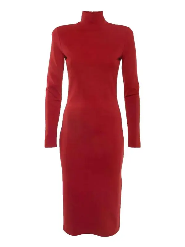 Dsquared2 Long Sleeve Turtleneck Midi Dress - Red