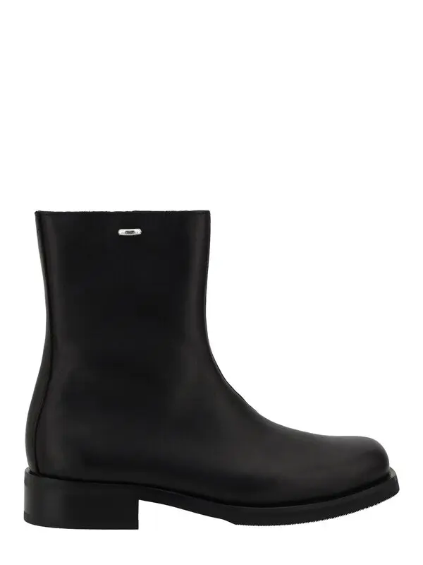 Our Legacy Camion Leather Ankle Boots With Block Heel And Side Zip - Black
