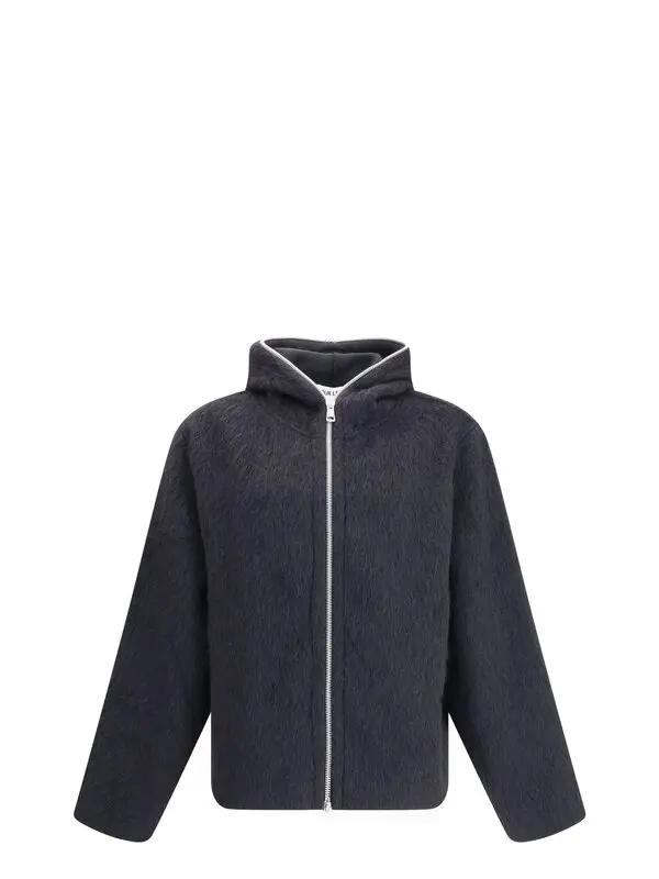 Our Legacy Zip-up Furry Effect Hooded Sweater - Black