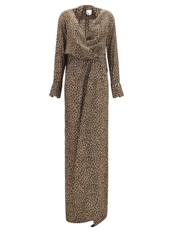 SA SU PHI Leopard-print Crêpe De Chine Maxi Dress - Beige