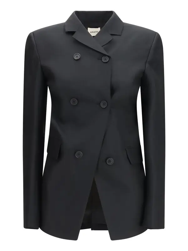 Khaite Rolo Double-breasted Silk And Wool Blazer - Black