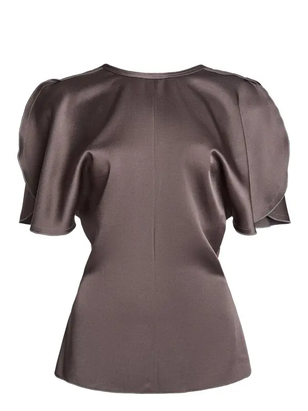 Victoria Beckham Bela Draped Satin Top - Grey
