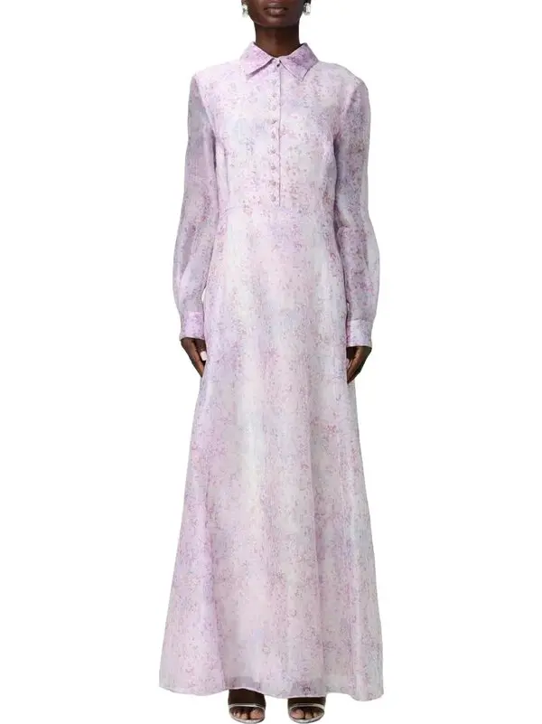 Alberta Ferretti Silk Floral Print Maxi Dress - Pink