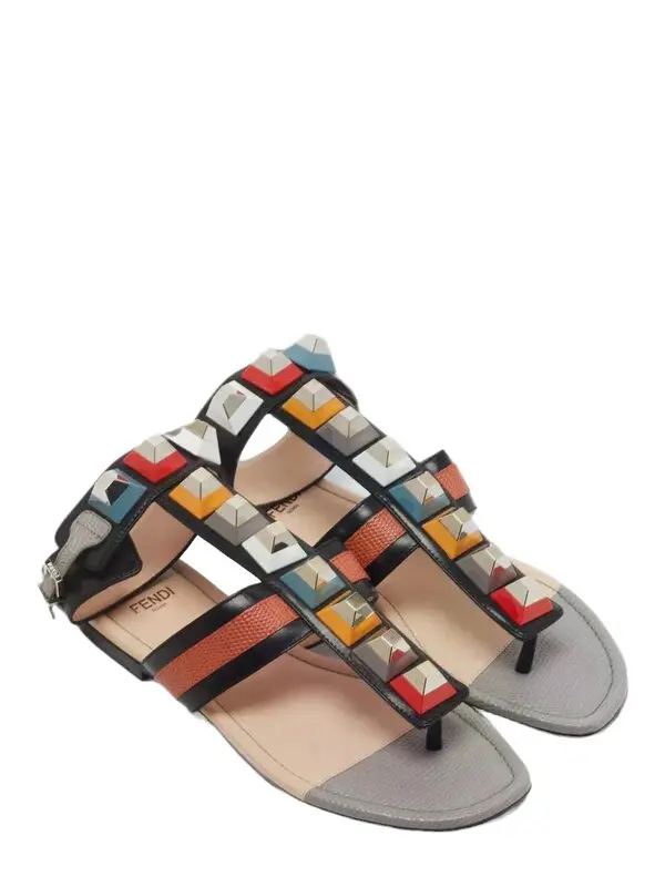 Fendi Stud-embellished Sandals - Black