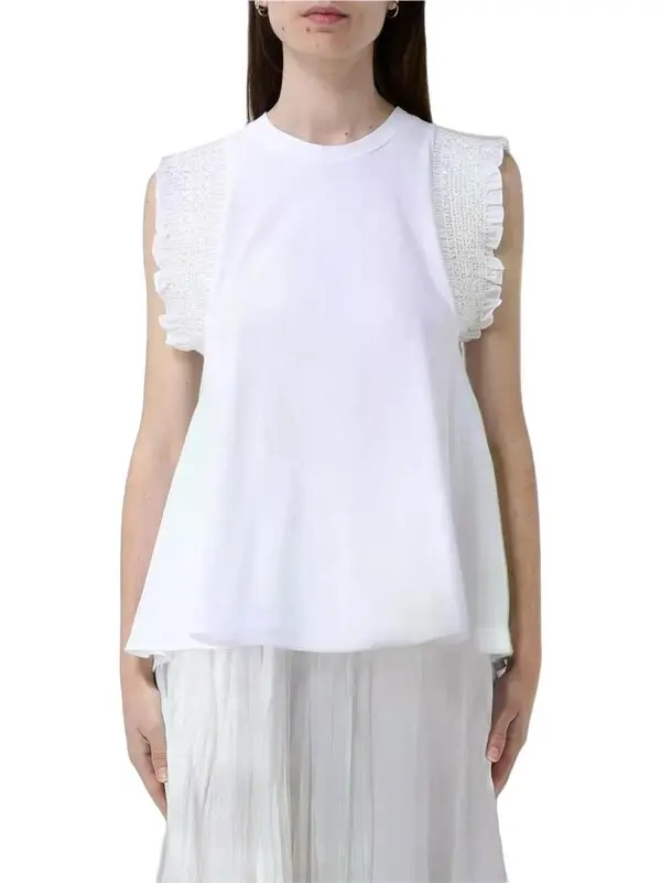 MEIMEIJ Ruffled Smocked T-shirt - White
