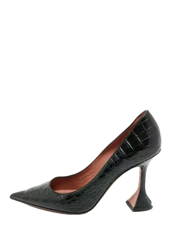 Amina Muaddi Croc-embossed Pumps - Black