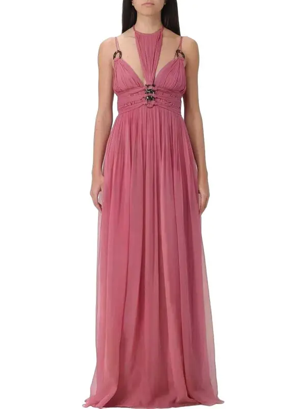 Alberta Ferretti Pleated Ring-detail Dress - Pink