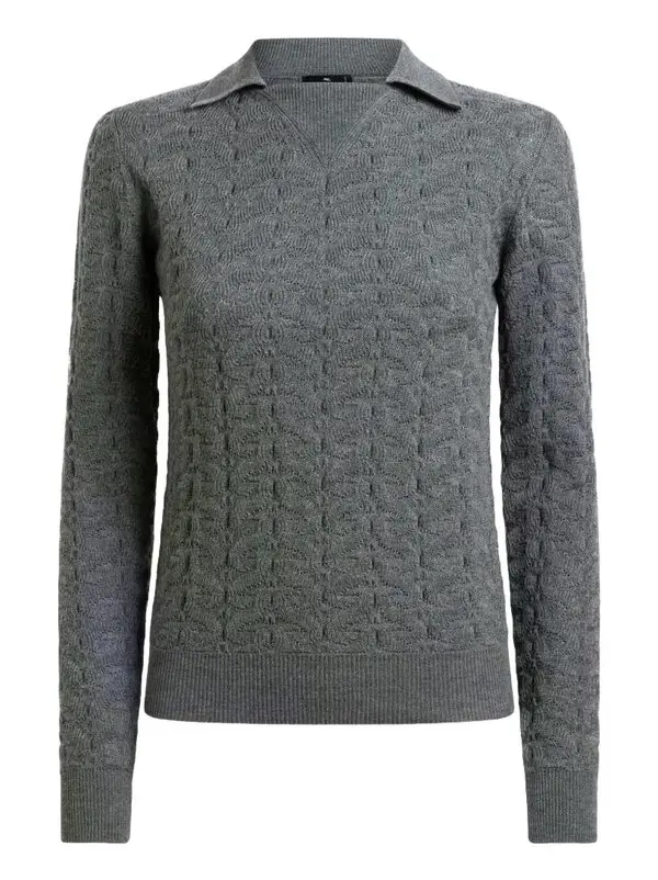 Etro Wool Paisley Cable-knit Sweater - Grey