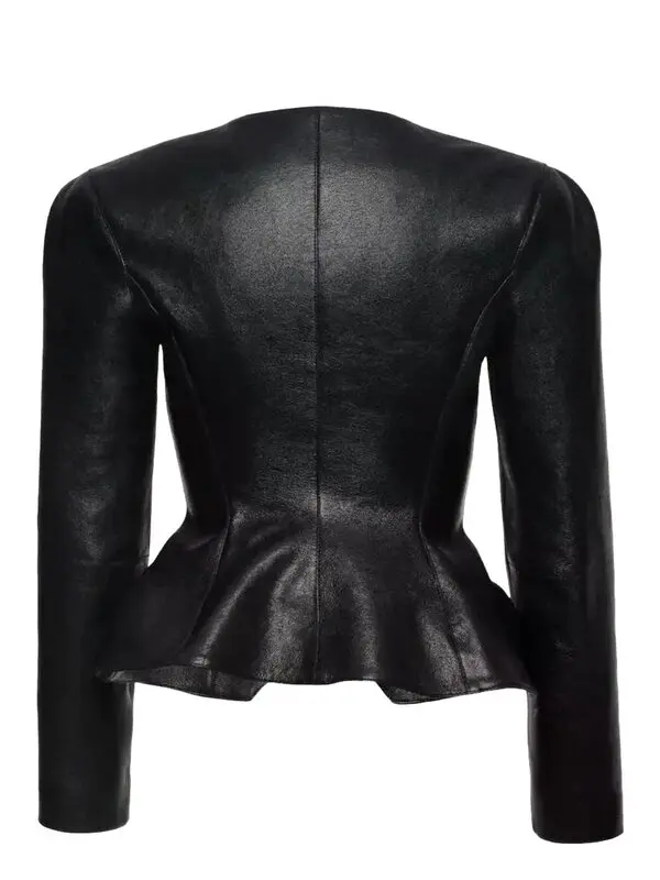 Magda Butrym Leather Peplum Jacket - Black