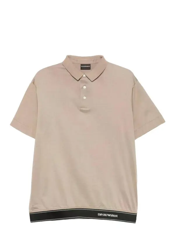 Emporio Armani Logo-trim Polo Shirt - Neutrals