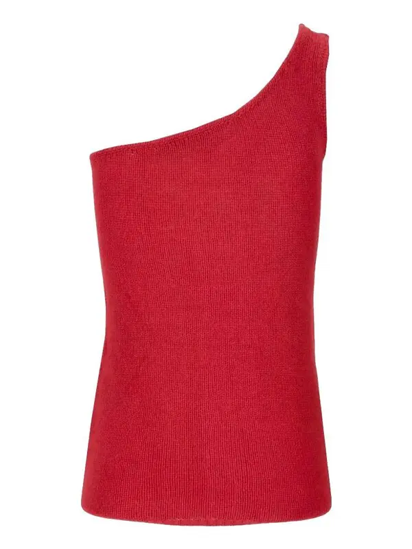 LA ROSE One-shoulder Knitted Top - Red