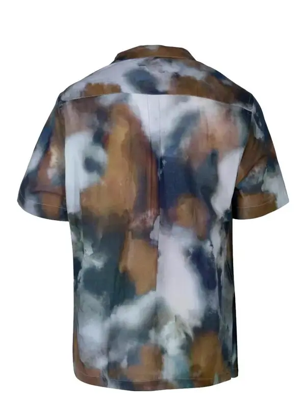 Altea Abstract-print Short-sleeves Shirt - Blue