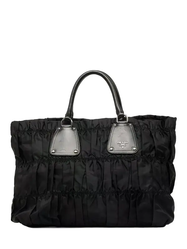 Prada Tessuto Gaufre Tote Bag - Black