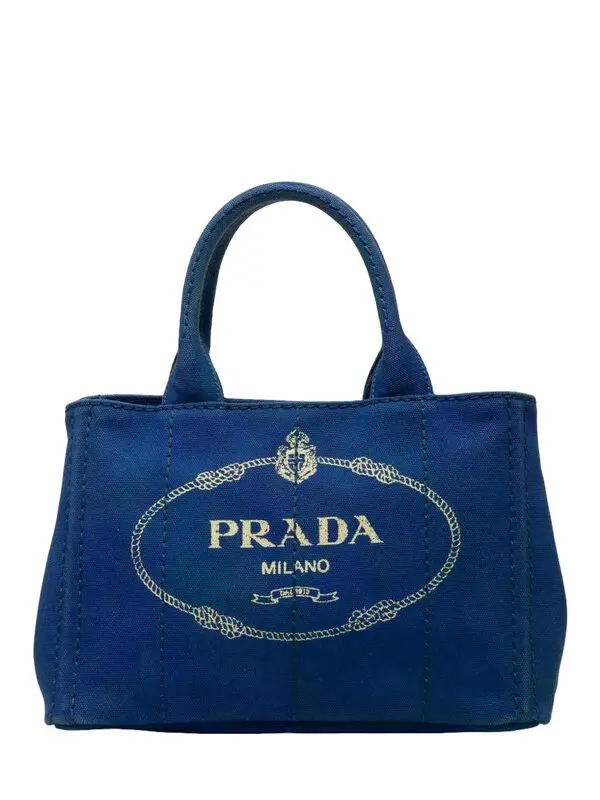 Prada Canapa Logo Satchel - Blue