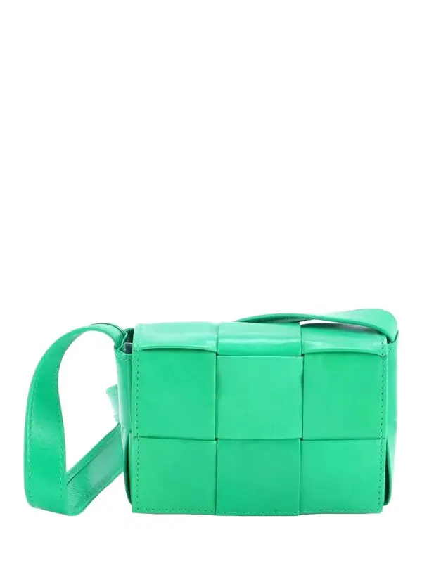 Bottega Veneta Cassette Maxi Intrecciato Leather Candy Crossbody Bag - Green