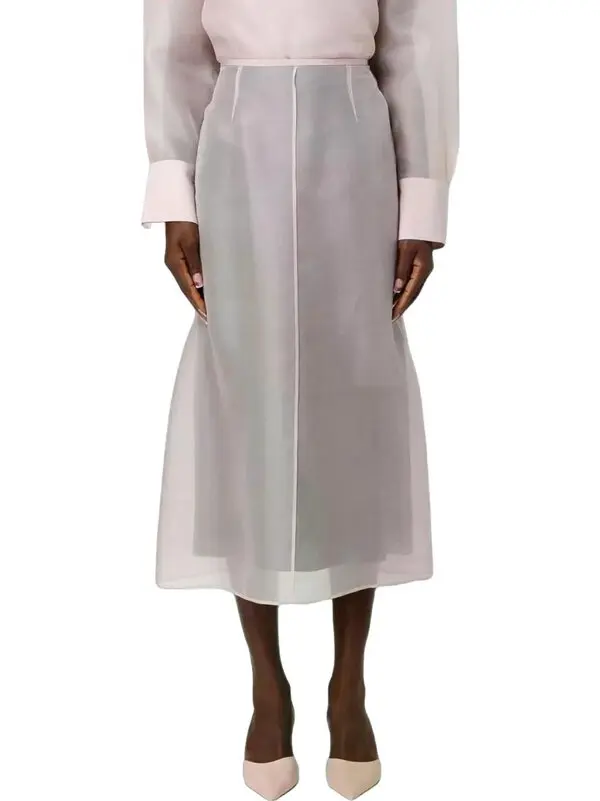 Agnona Sheer Silk Midi Skirt - Pink