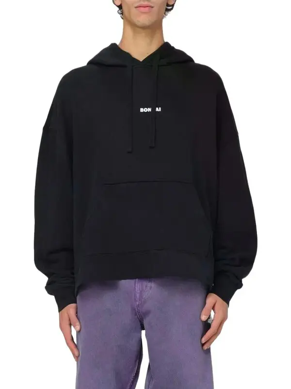 BONSAI Box Logo Cotton Hoodie - Black