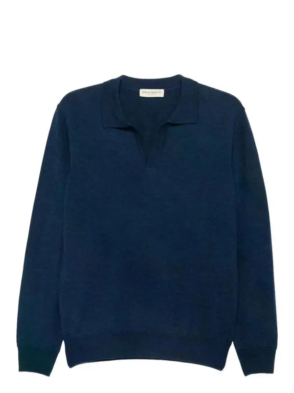 SERGIO MORETTI FIRENZE V-neck Long Sleeve Sweater - Blue