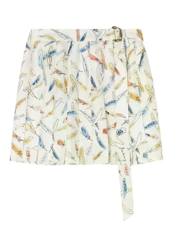 Burberry Pleated Silk Mini Skirt - White