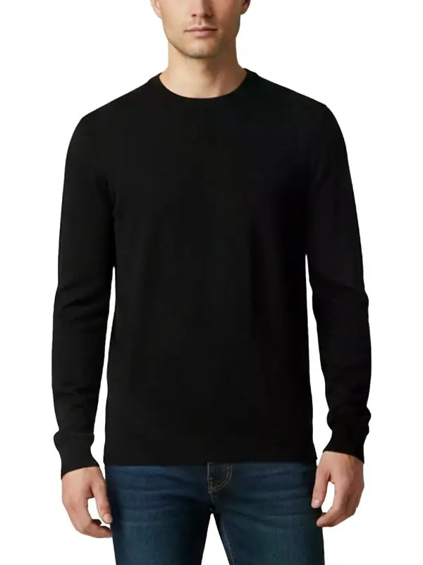 Fendi Wool Logo Embroidered Crew Neck Sweater - Black