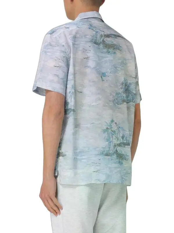 Eleventy Graphic-print Short-sleeve Shirt - Blue