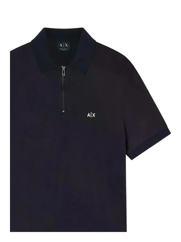 Armani Exchange Logo-embroidered Zip-up Polo Shirt - Blue