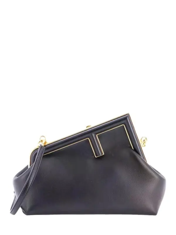 Fendi First Bag Leather Small Clutch Bag - Black