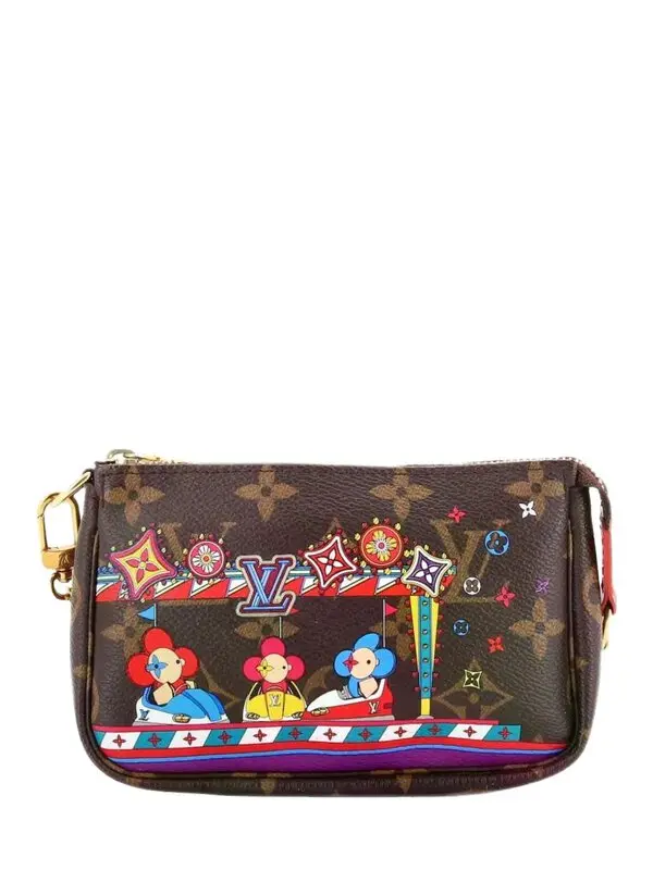 LOUIS VUITTON Vivienne Xmas Monogram Canvas Pochette Accessoires Mini Clutch Bag - Brown