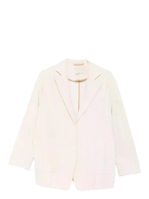 Momoni Mindy Herringbone Weave Notched Lapel Blazer - Neutrals