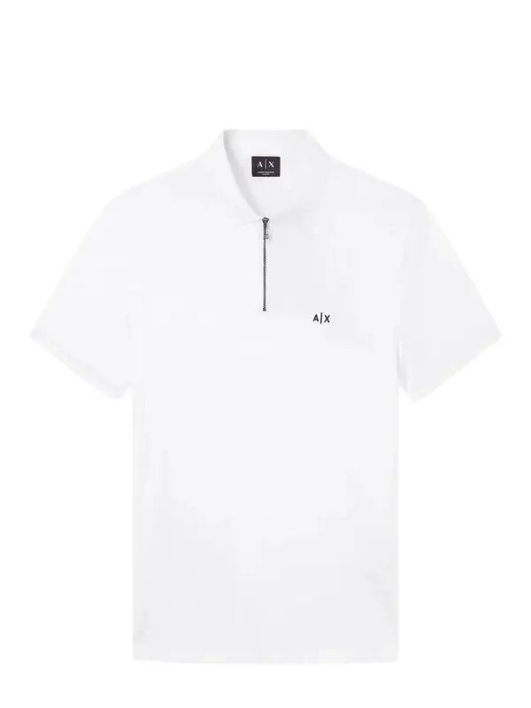 Armani Exchange Logo-embroidered Zip-fastening Polo Shirt - White