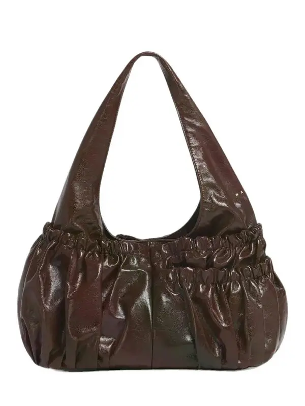 Marni Gathered Leather Bag - Brown