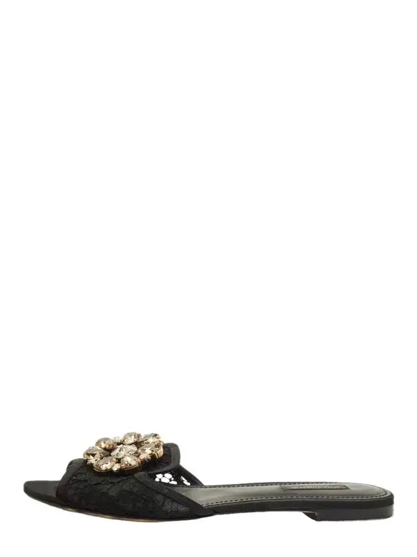 Dolce & Gabbana Sofia Crystal Embellished Lace Sandals - Black