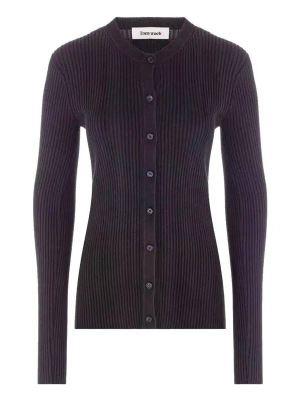 TONYWACK Ribbed Knit Cardigan - Black