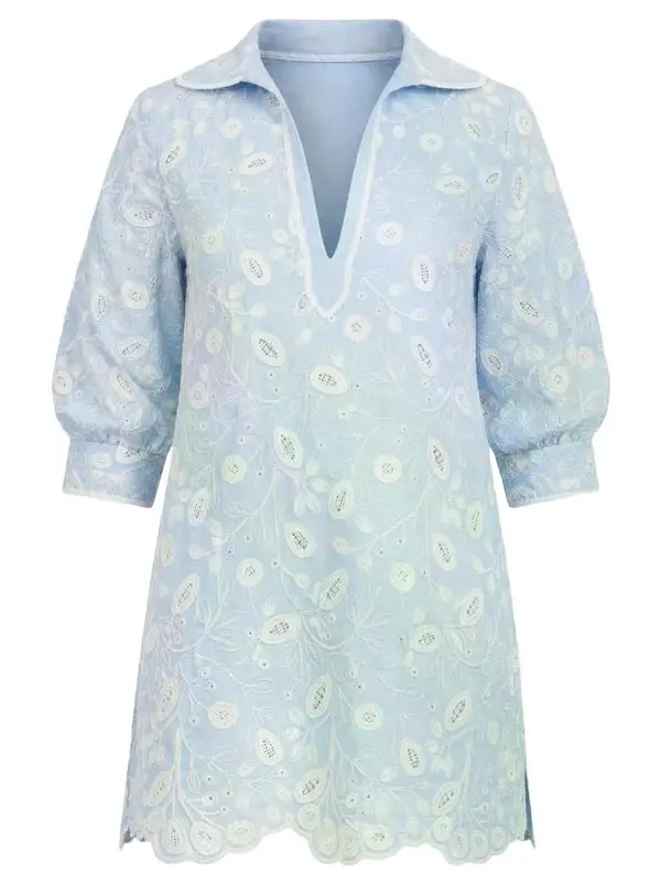 Simkhai Freya Embroidered Mini Dress - Blue