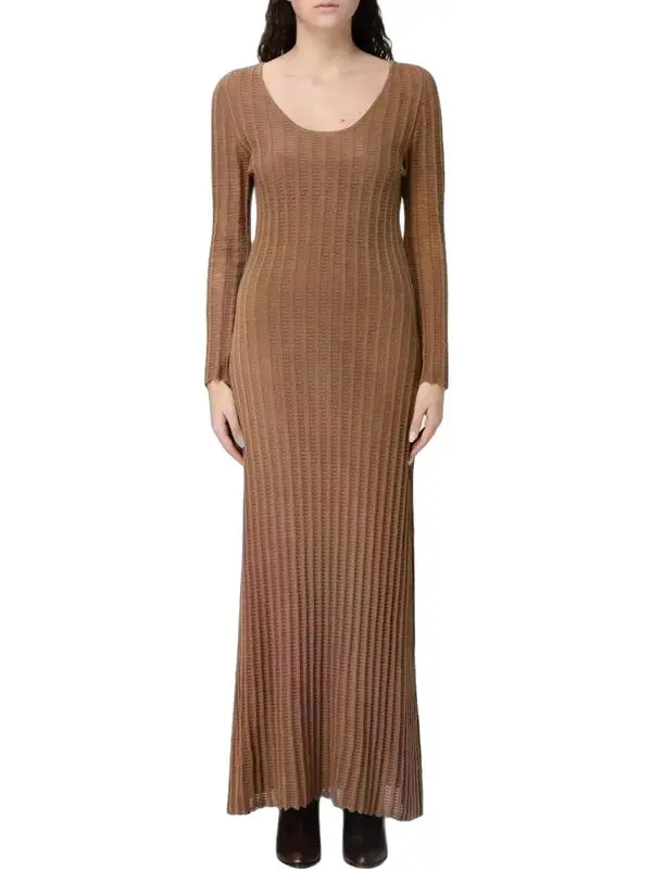 Fabiana Filippi Ribbed Knit Maxi Dress - Brown